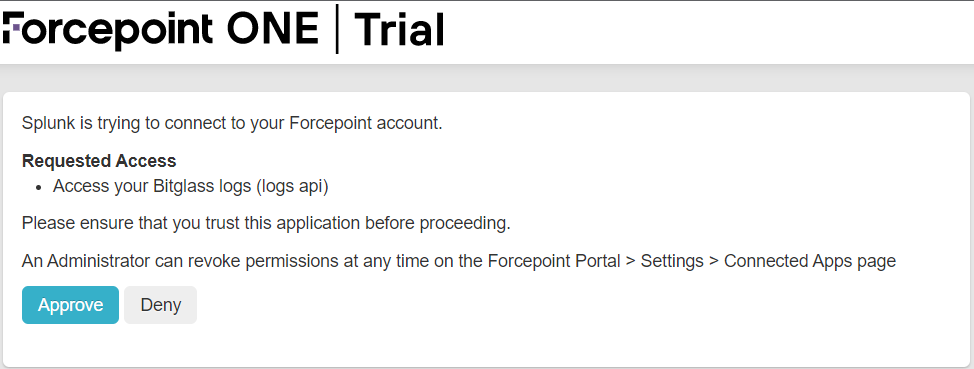 Integrating Splunk application with Forcepoint Data Security Cloud | SSE using Bitglass application